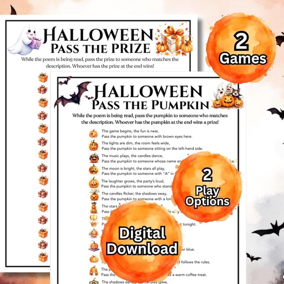Printable Halloween Party Game, Pass the Pumpkin, Pass the Prize ...