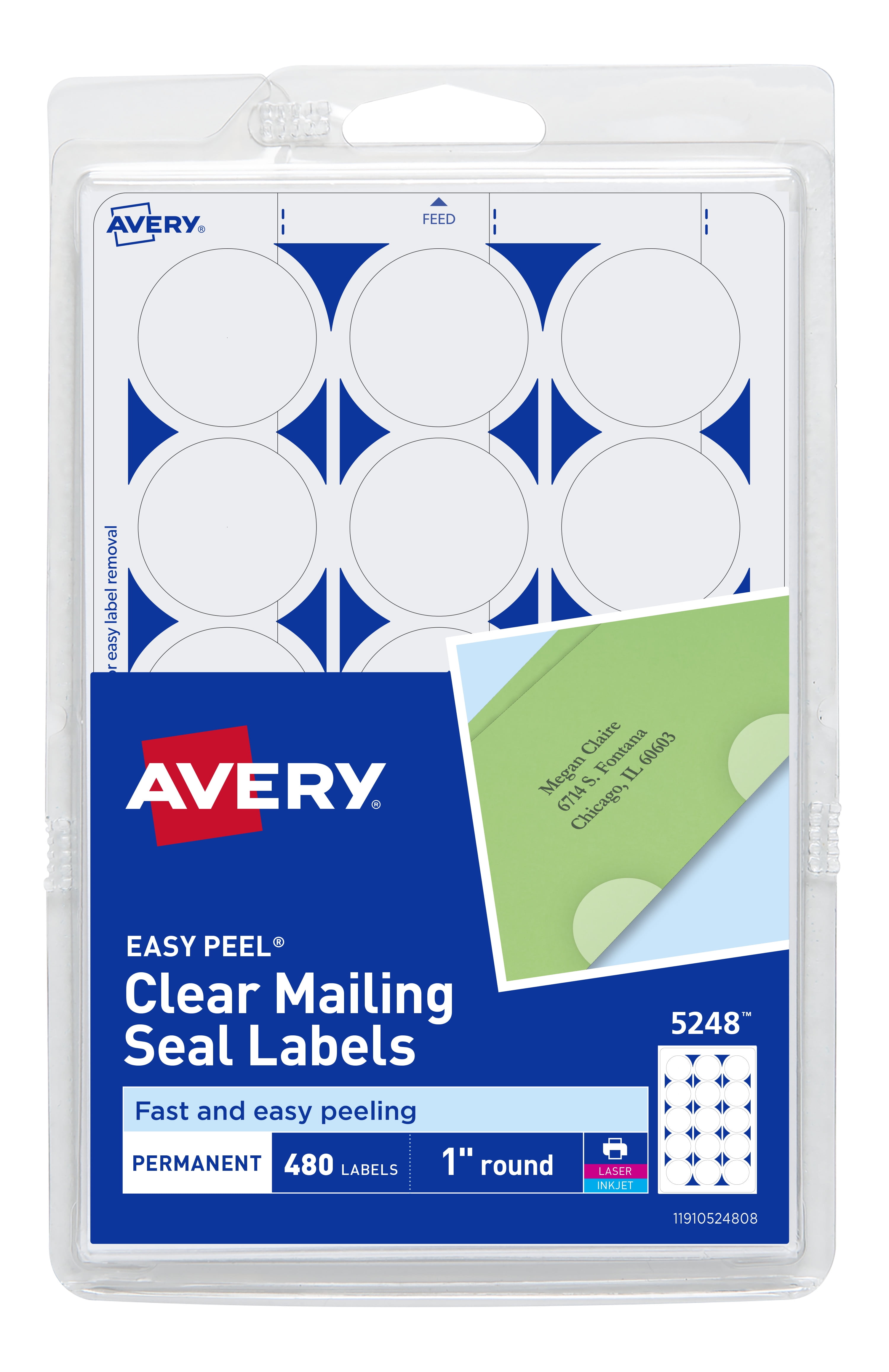 Printable Mailing Seals, 1" Dia., Clear, 15/sheet, 32 Sheets/pack ...