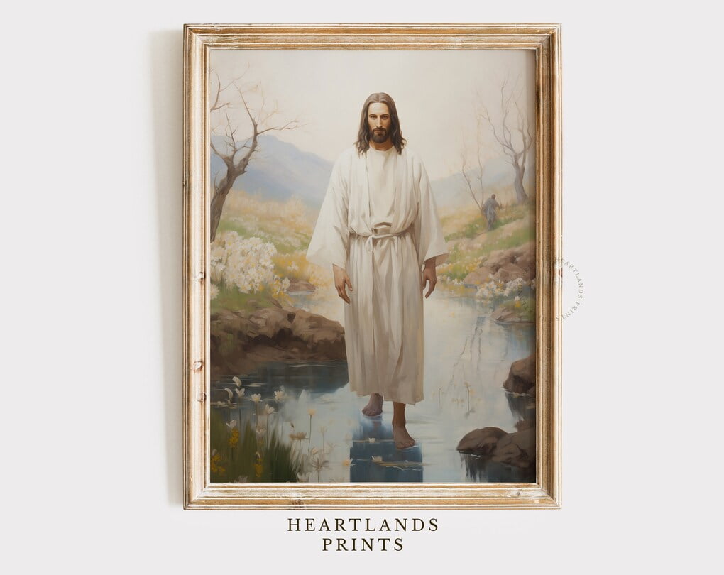 Printable Modern Jesus Walking On Water Christian Artwork Jesus ...