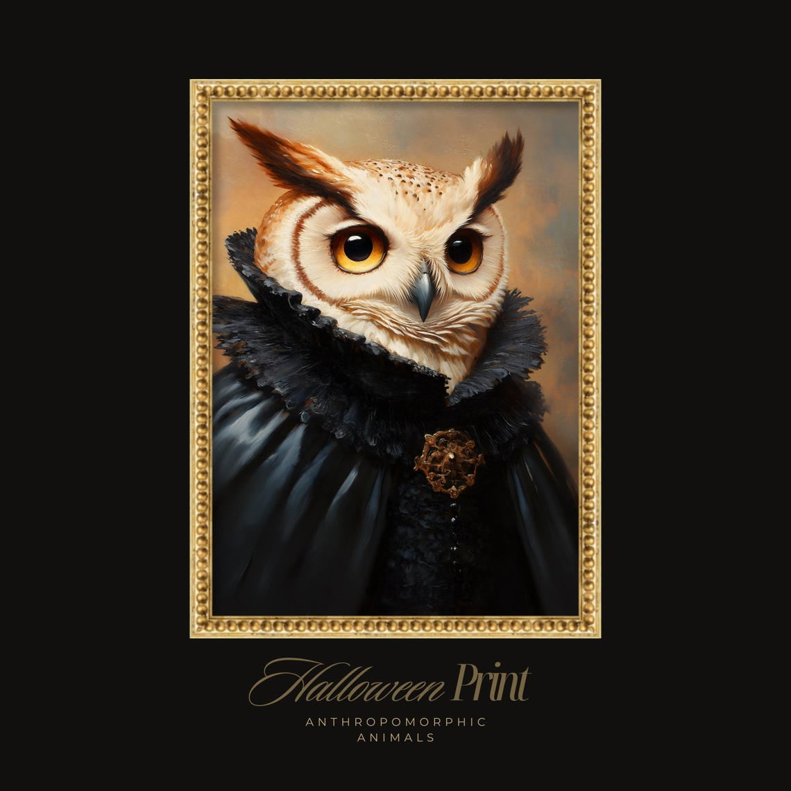 Printable Owl Portrait Spooky Owl Print Gothic Animal Art Victorian Owl ...