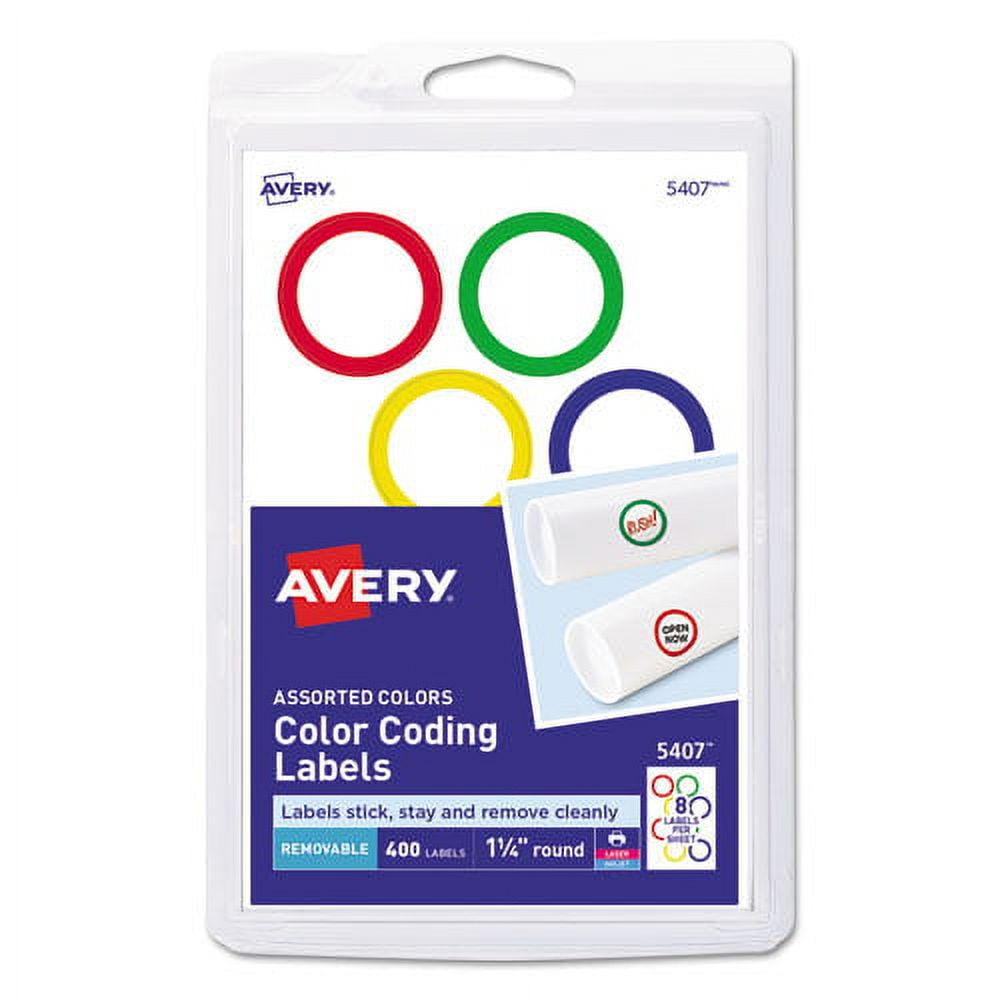 Printable Self-Adhesive Removable Color-Coding Labels, 1.25" Dia ...