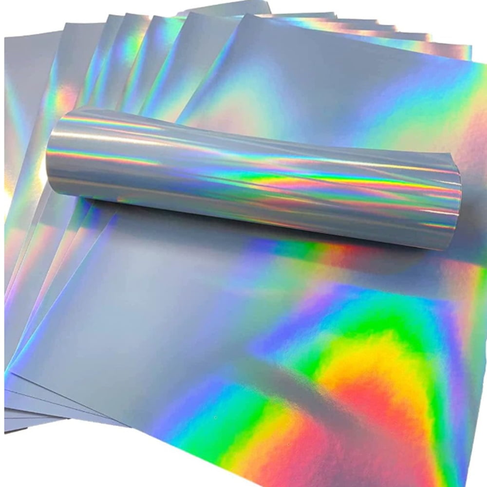 Syntego 10 Sheets Printable Self Adhesive Silver Holographic Vinyl ...