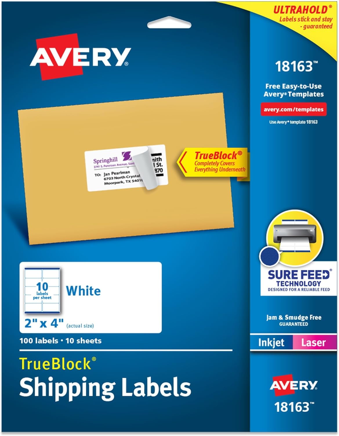 Printable Shipping Labels with Sure Feed, 2" x 4" Customizable Stickers ...