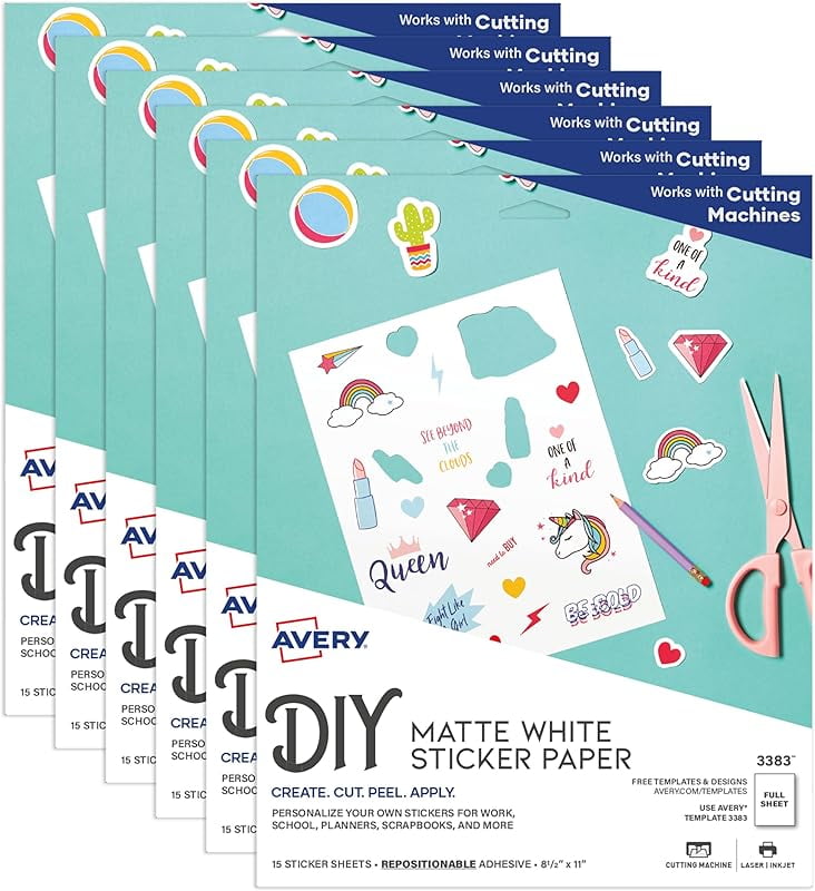 Printable Sticker Paper, 8.5" x 11", Matte White, Repositionable ...
