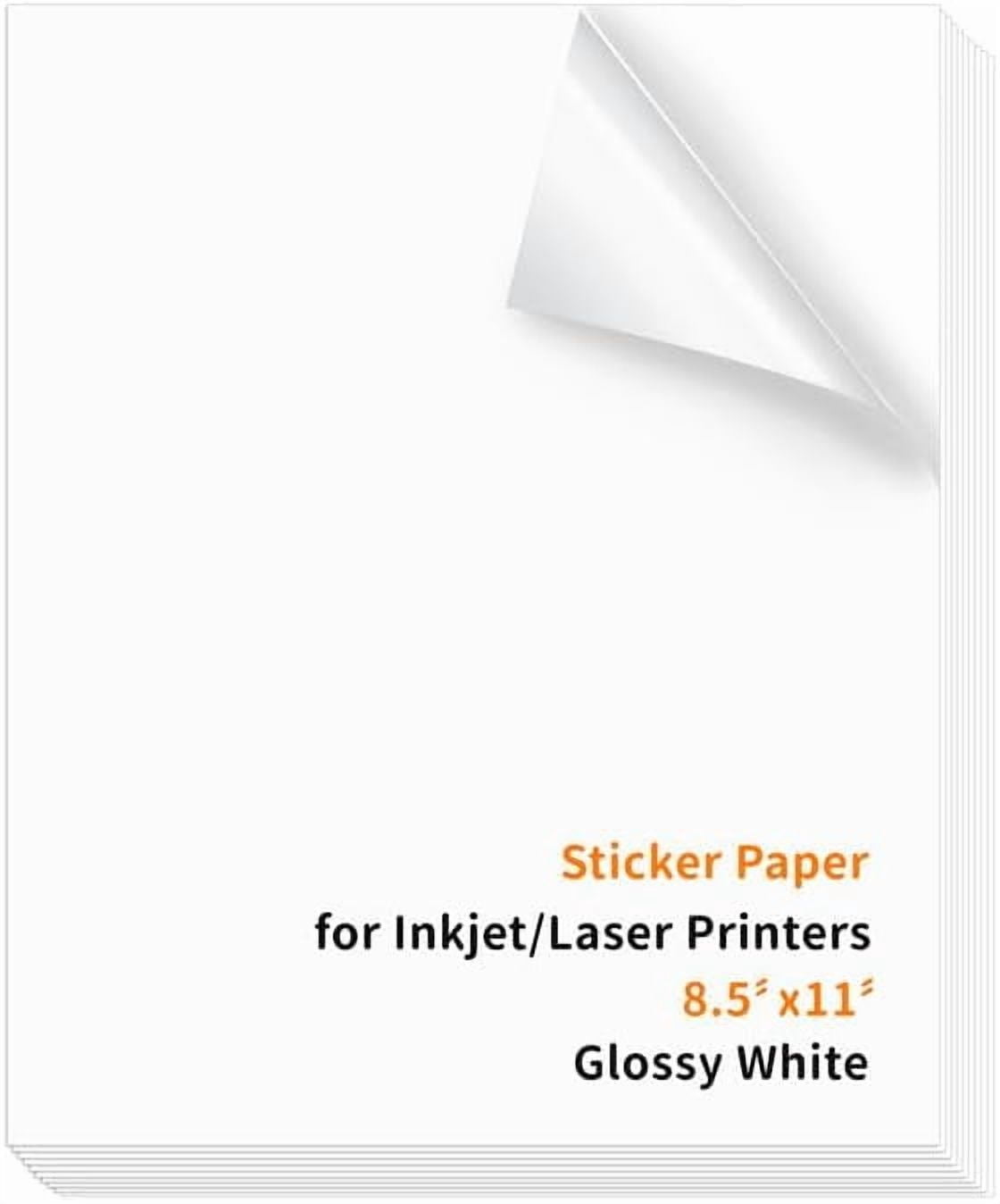Printable Sticker Paper Glossy White 400 Sheets 8.5"x11" for Inkjet ...