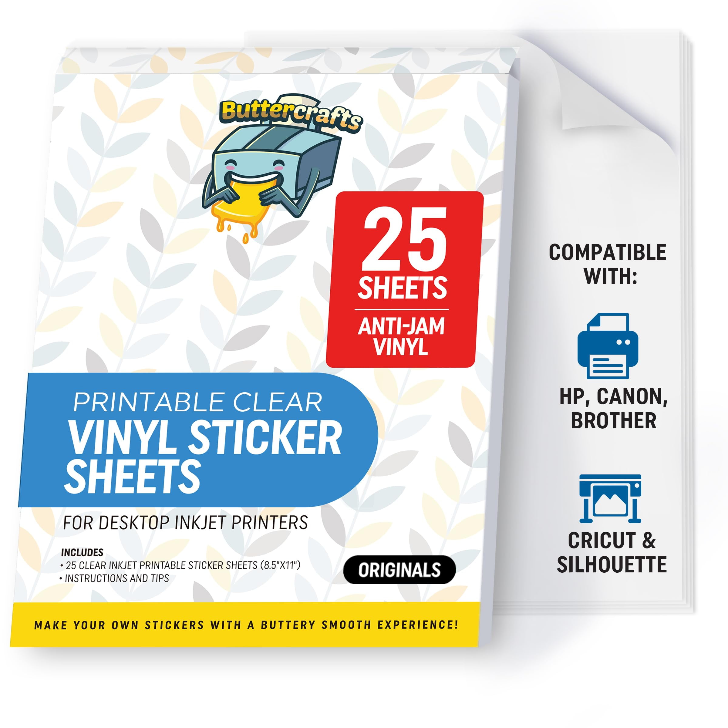 Printable Vinyl Sheets Clear 8.5x11, 25 Sheets Inkjet Safe, Waterproof ...