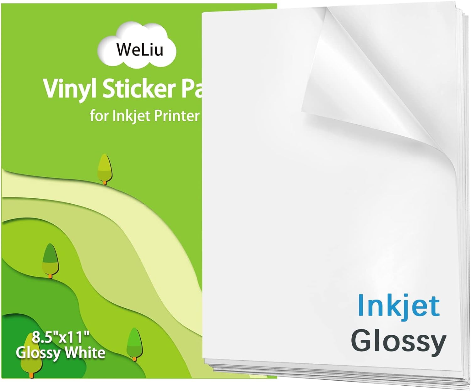 Printable Vinyl Sticker Paper for Inkjet Printer - Glossy White 21 Waterproof Decal Self ...