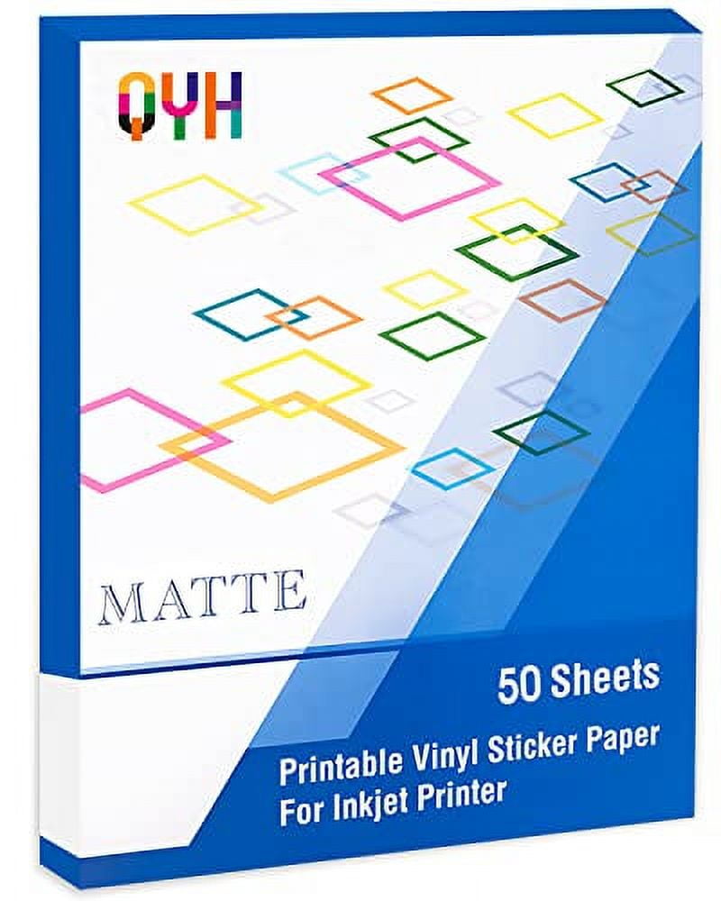 Printable Vinyl Sticker Paper for Inkjet Printer Matte Labels 50 Sheets ...