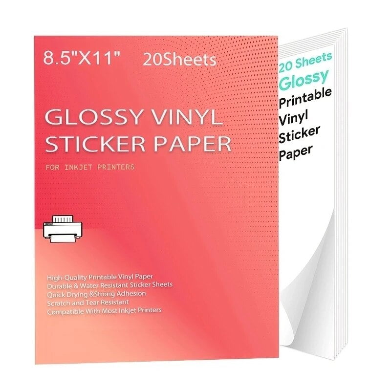 Printable Vinyl Sticker Paper For Inkjet Laser Printer Glossy White