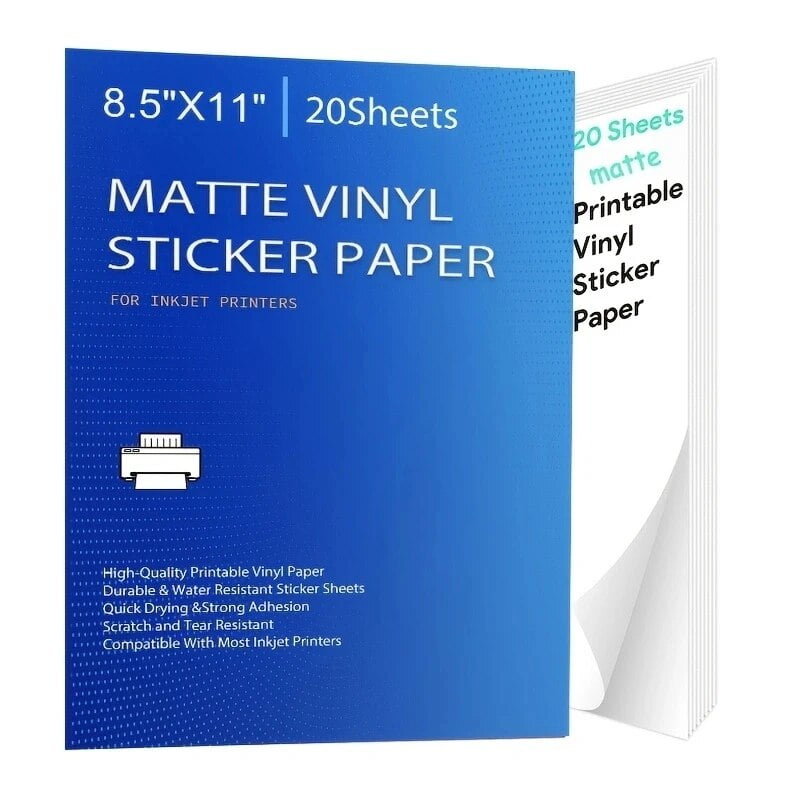 Printable Vinyl Sticker Paper For Inkjet Laser Printer Glossy White