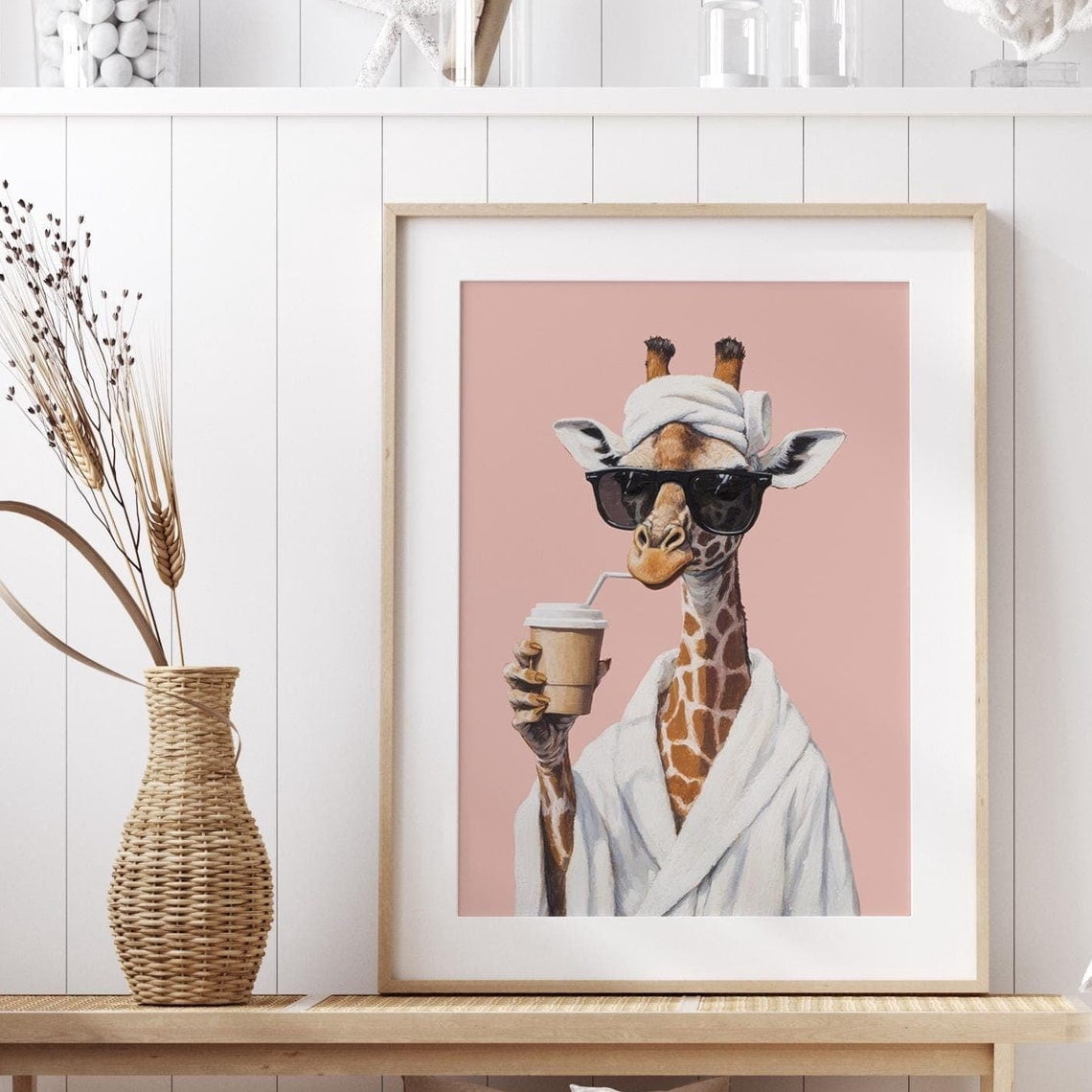 Printable Wellness Giraffe Wall Art Funny Animal Posters Colorful ...