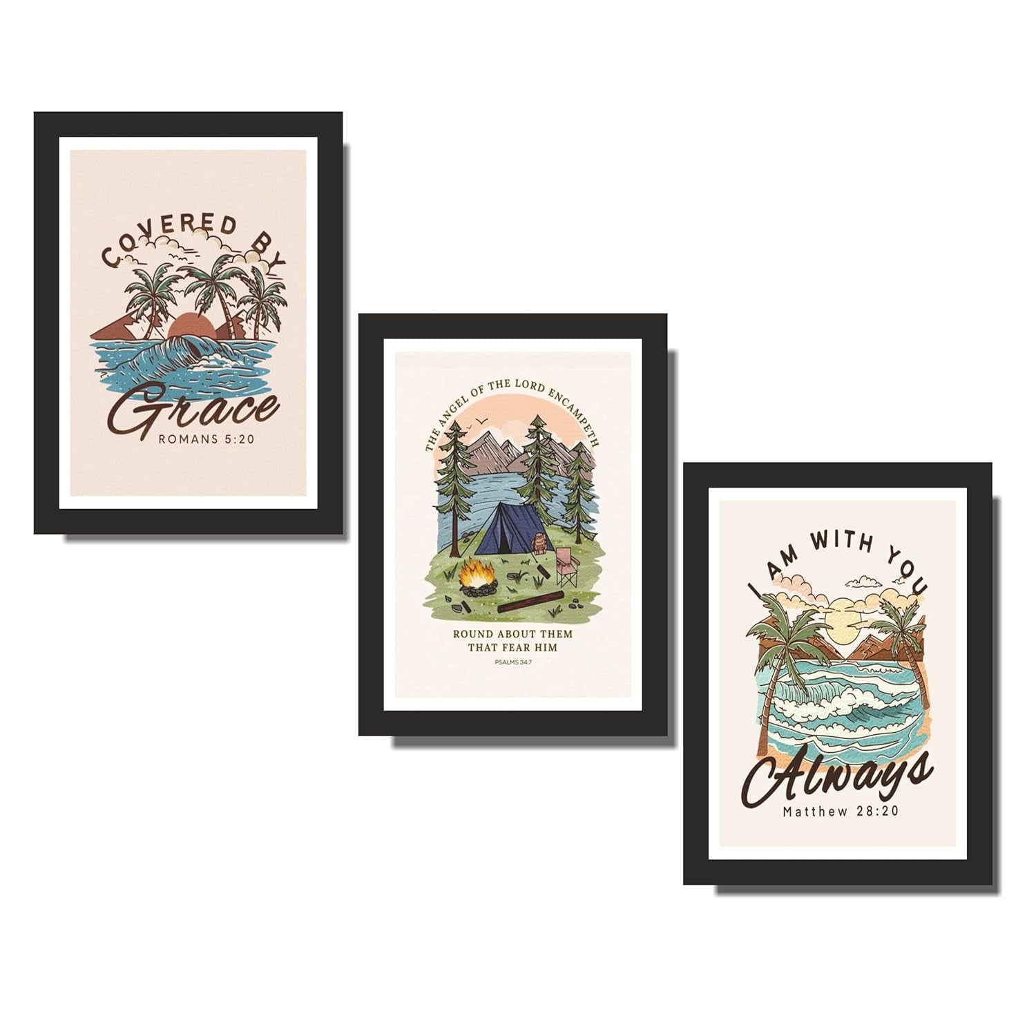 Printality Bible Verse Frames Combo Set of 3 6 X 8 Inch Living Room ...