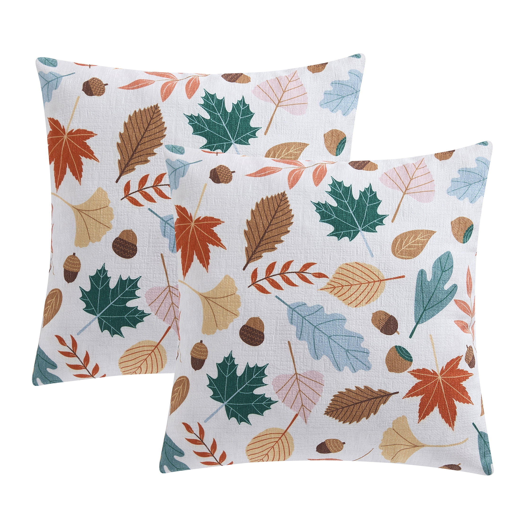 Mainstays 18x18 Multicolor Acorn Chenille Throw Pillows 2 Count Cozy ...