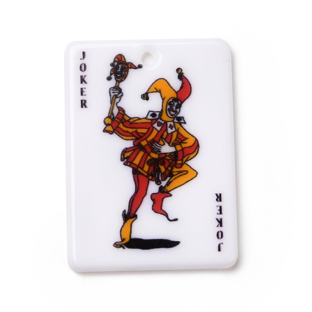 Printed Acrylic Pendants Rectangle with Playing Cards Pattern Joker ...