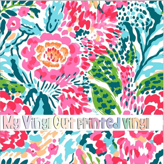 Printed Adhesive Vinyl Animal Print Floral C Pattern Permanent Adhesive ...