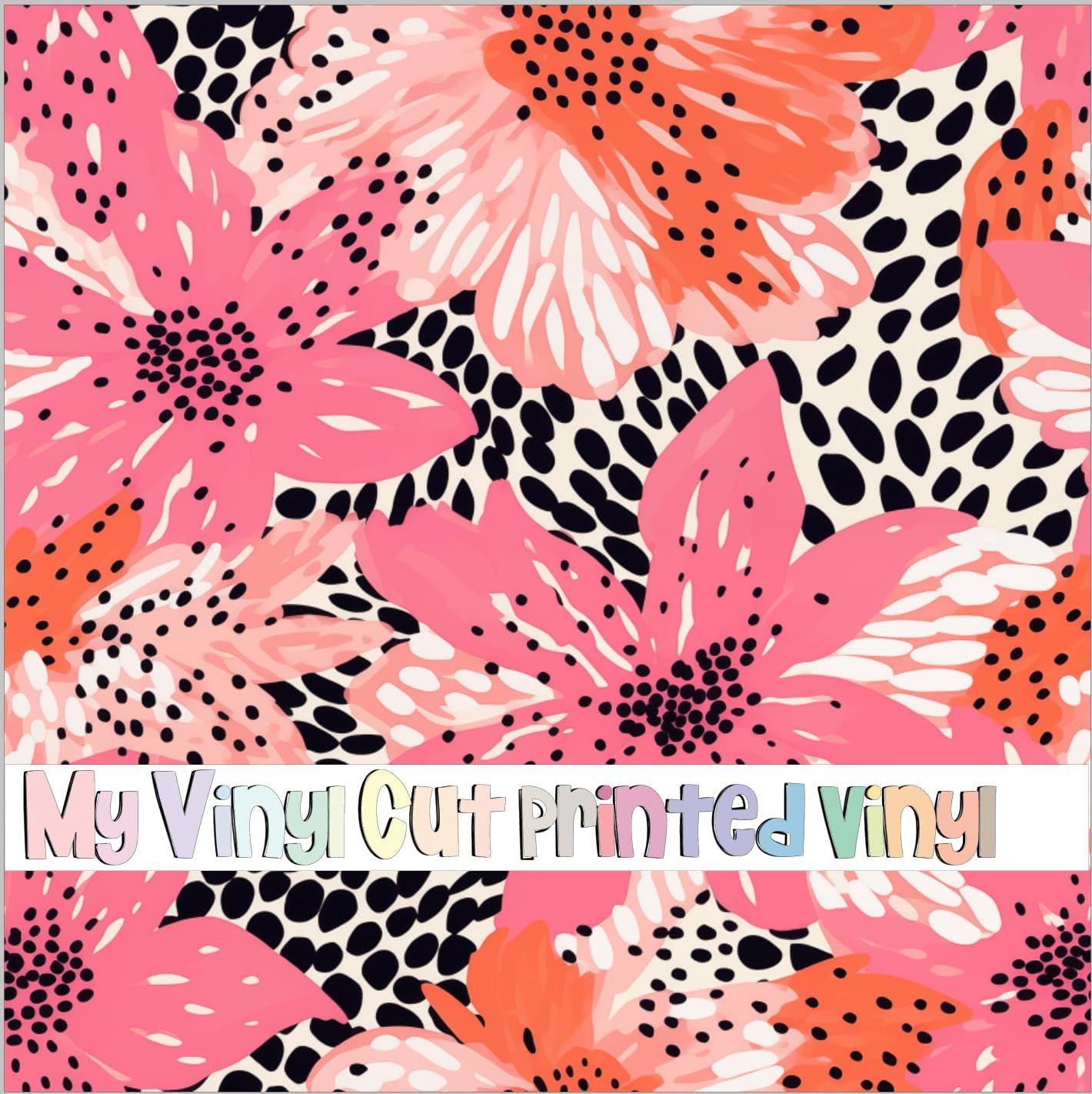 Printed Adhesive Vinyl Animal Print Floral H Pattern Permanent Adhesive ...