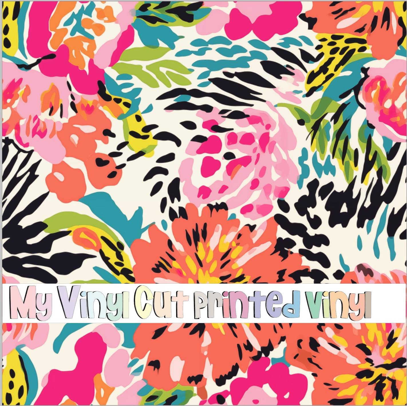 Printed Adhesive Vinyl Animal Print Floral I Pattern Permanent Adhesive ...