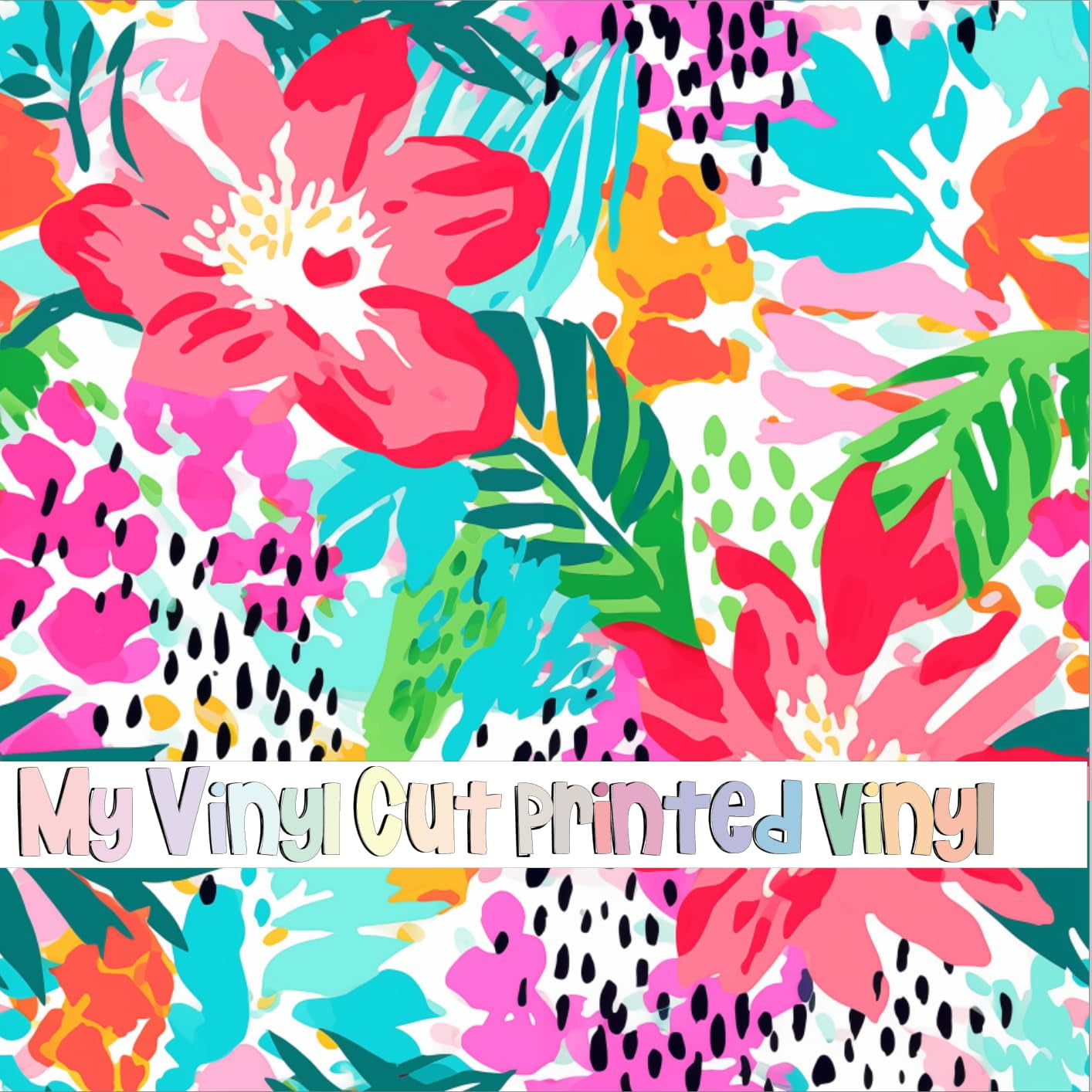 Printed Adhesive Vinyl Animal Print Floral K Pattern Permanent Adhesive ...