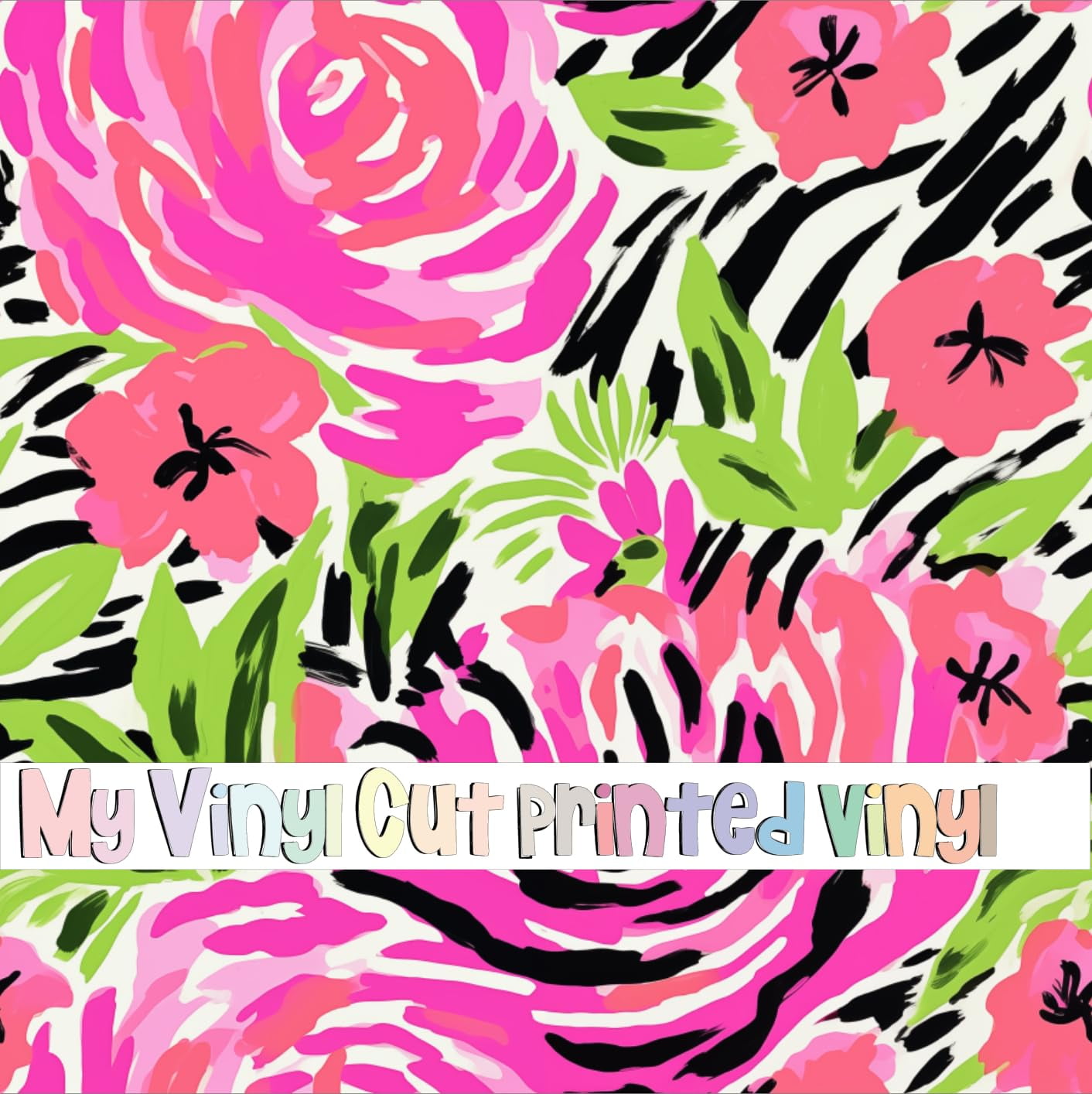 Printed Adhesive Vinyl Animal Print Floral O Pattern Permanent Adhesive ...