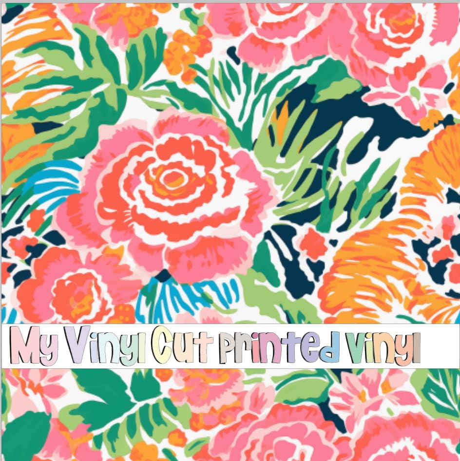 Printed Adhesive Vinyl Animal Print Floral S Pattern Permanent Adhesive ...