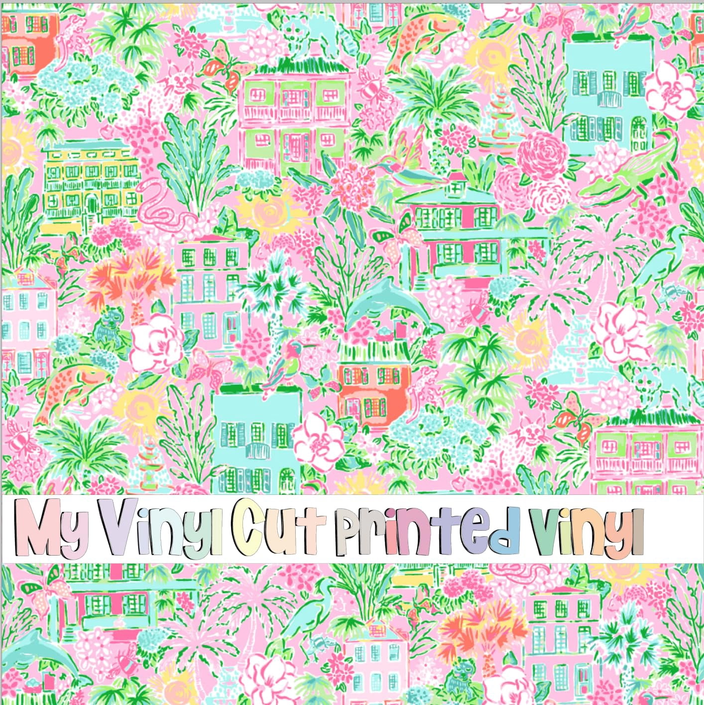 Printed Adhesive Vinyl Charming Charleston Pattern Permanent Adhesive ...
