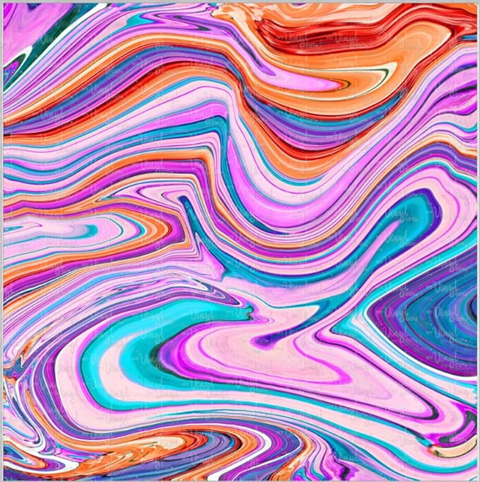 Printed Adhesive Vinyl Colorful Paint Pour Pattern 12 x 12 inch Sheet ...