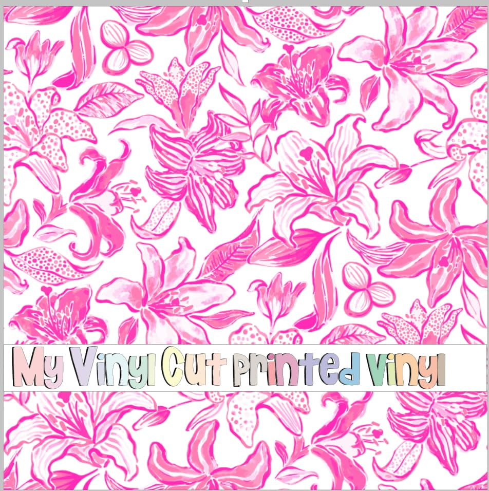 Printed Adhesive Vinyl Lillybelle Pink Pattern Permanent Adhesive ...