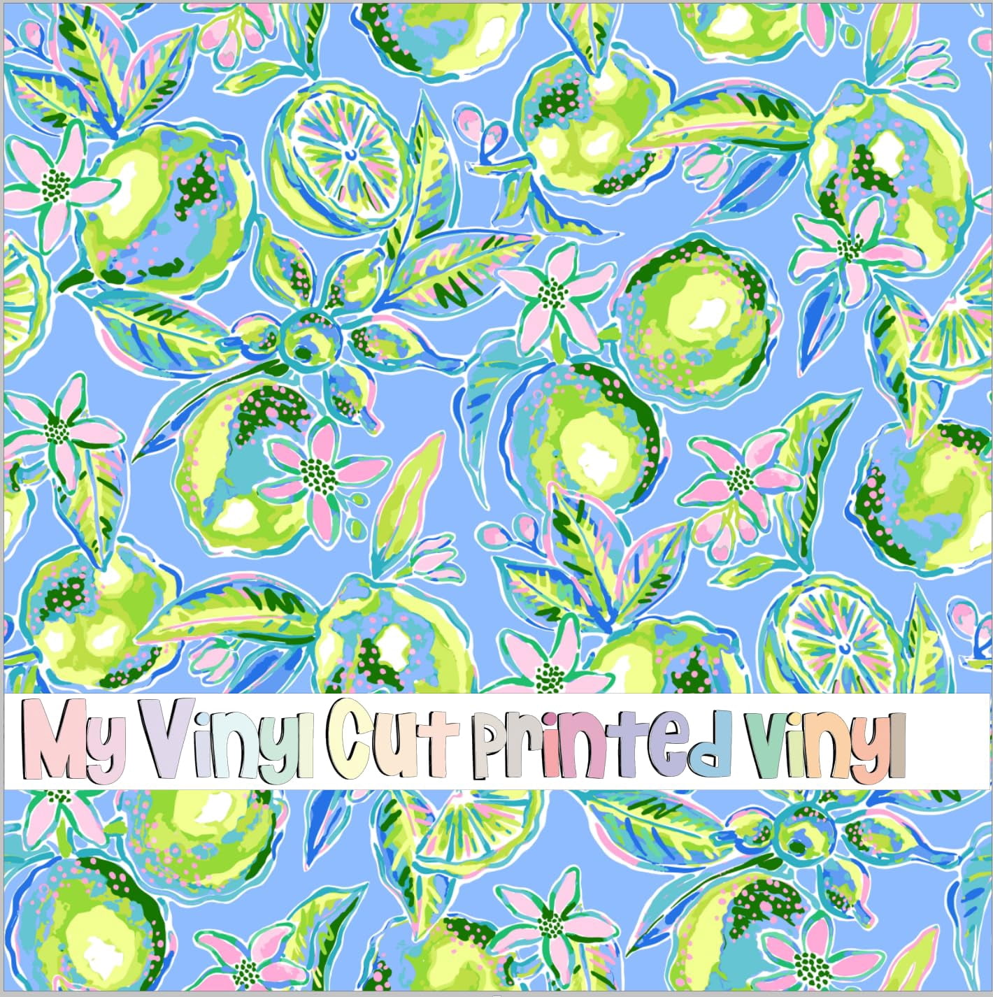 Printed Adhesive Vinyl Limes Pattern Permanent Adhesive (Large Scale ...