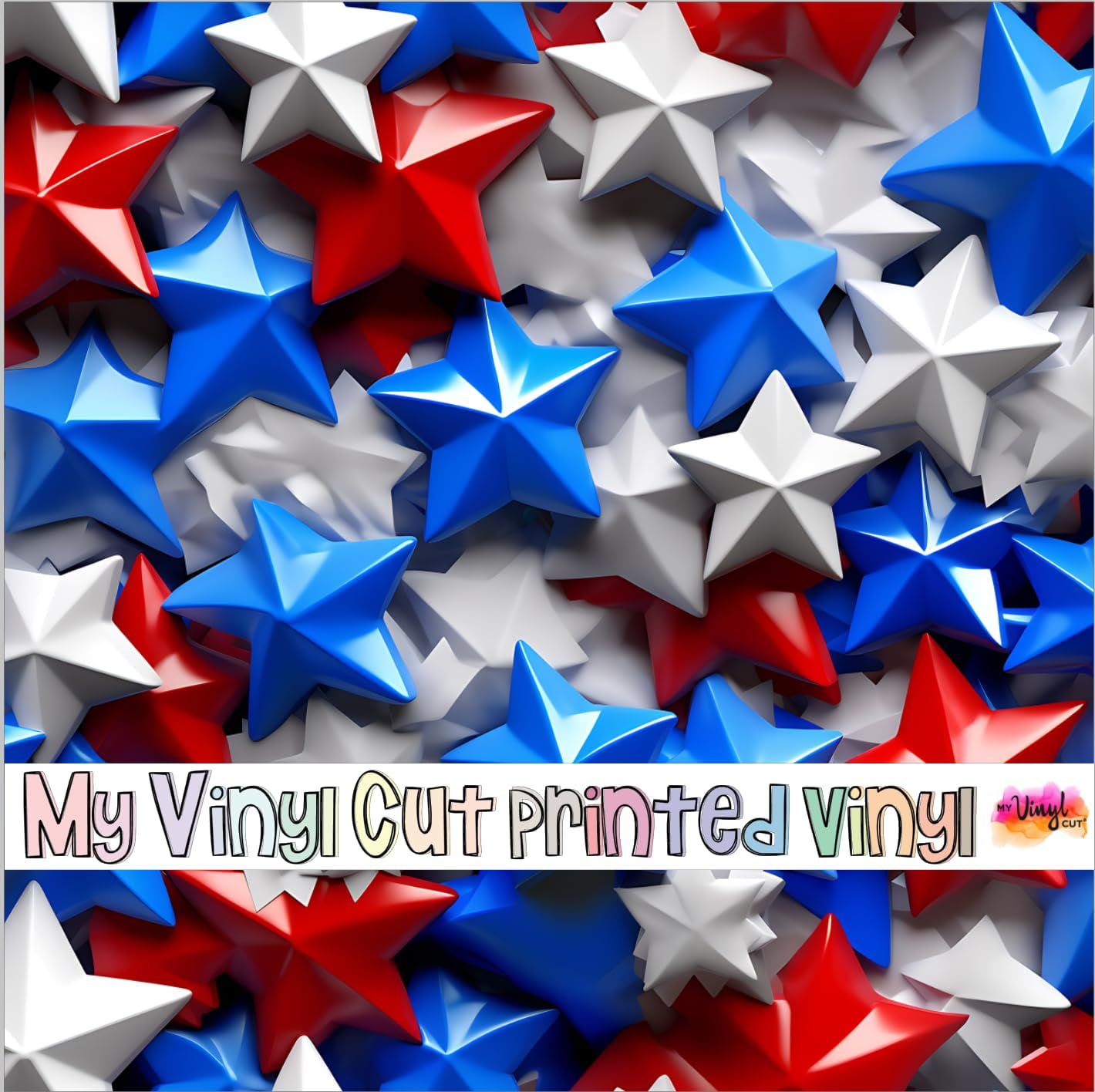 Printed Adhesive Vinyl Patriotic Stars C Pattern Permanent Adhesive ...