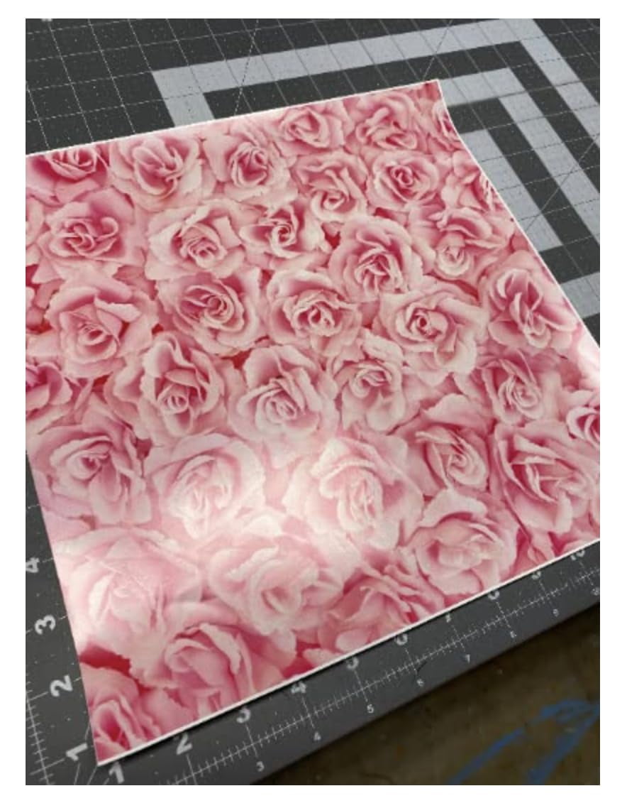 Printed Adhesive Vinyl Pink Roses Pattern (Permanent Adhesive ...
