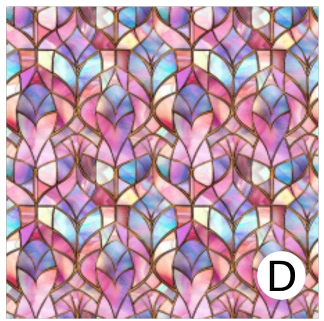 Printed Adhesive Vinyl Pink Stained Glass Windows Pattern Permanent ...