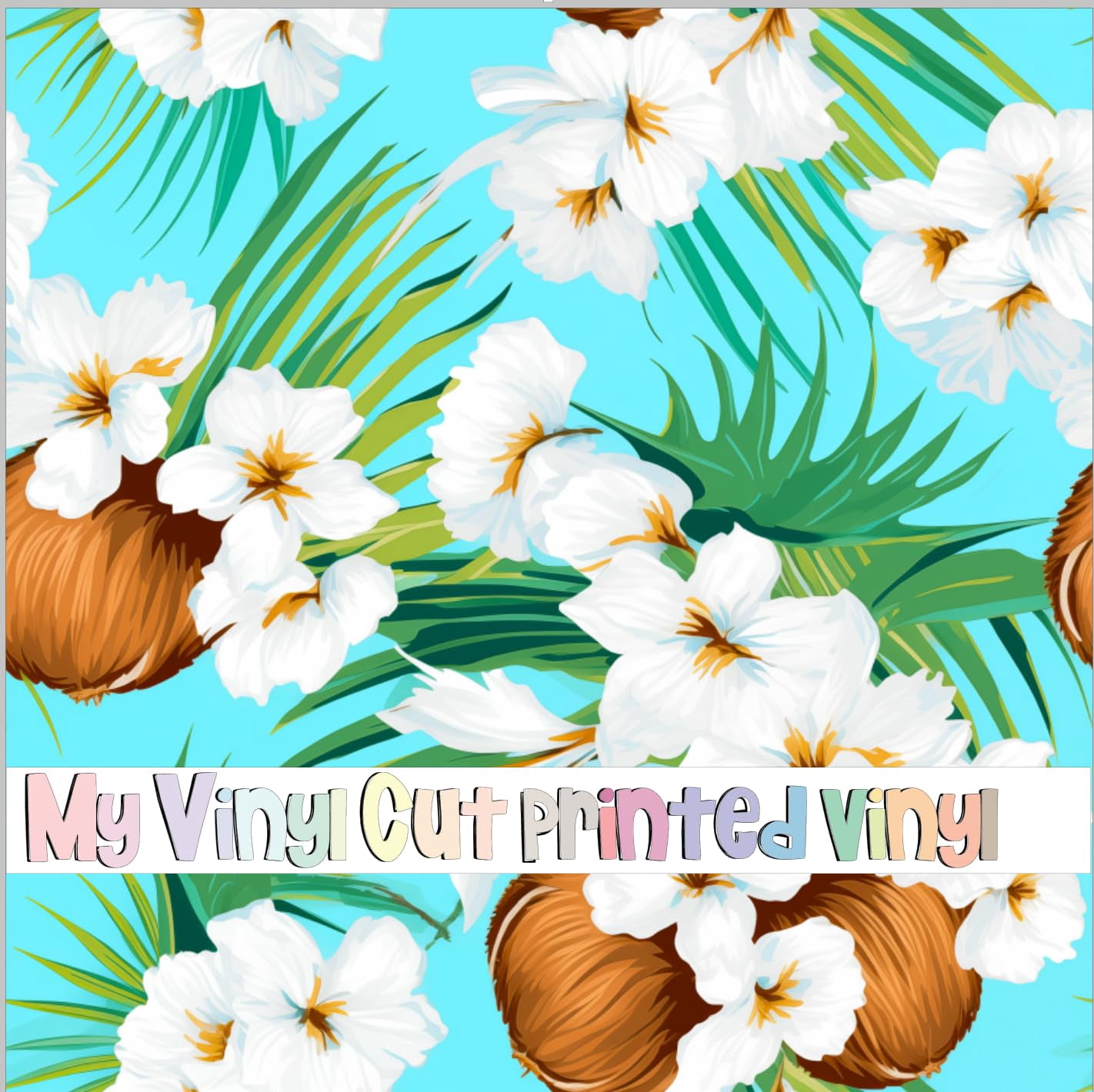 Printed Adhesive Vinyl Preppy Beach C Pattern Permanent Adhesive (XL ...