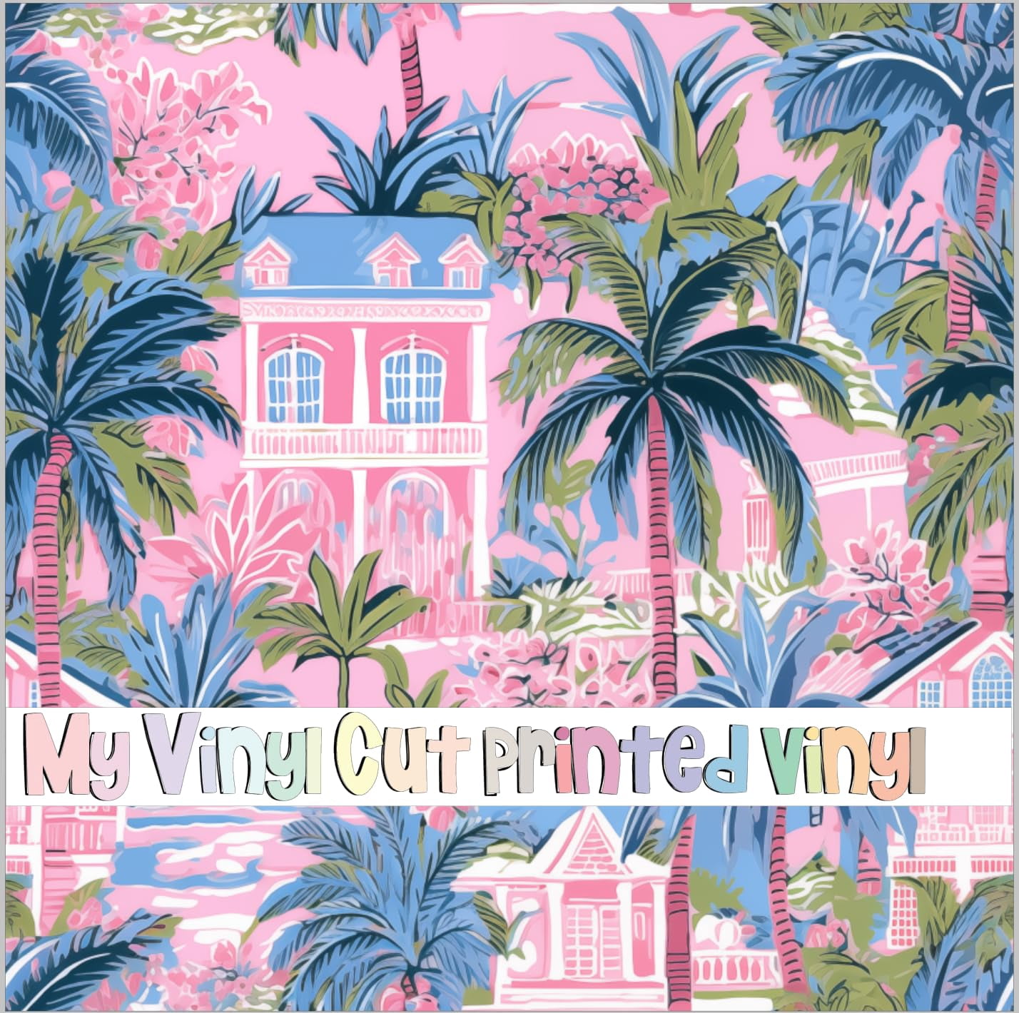 Printed Adhesive Vinyl Preppy Beach G Pattern Permanent Adhesive (XL ...