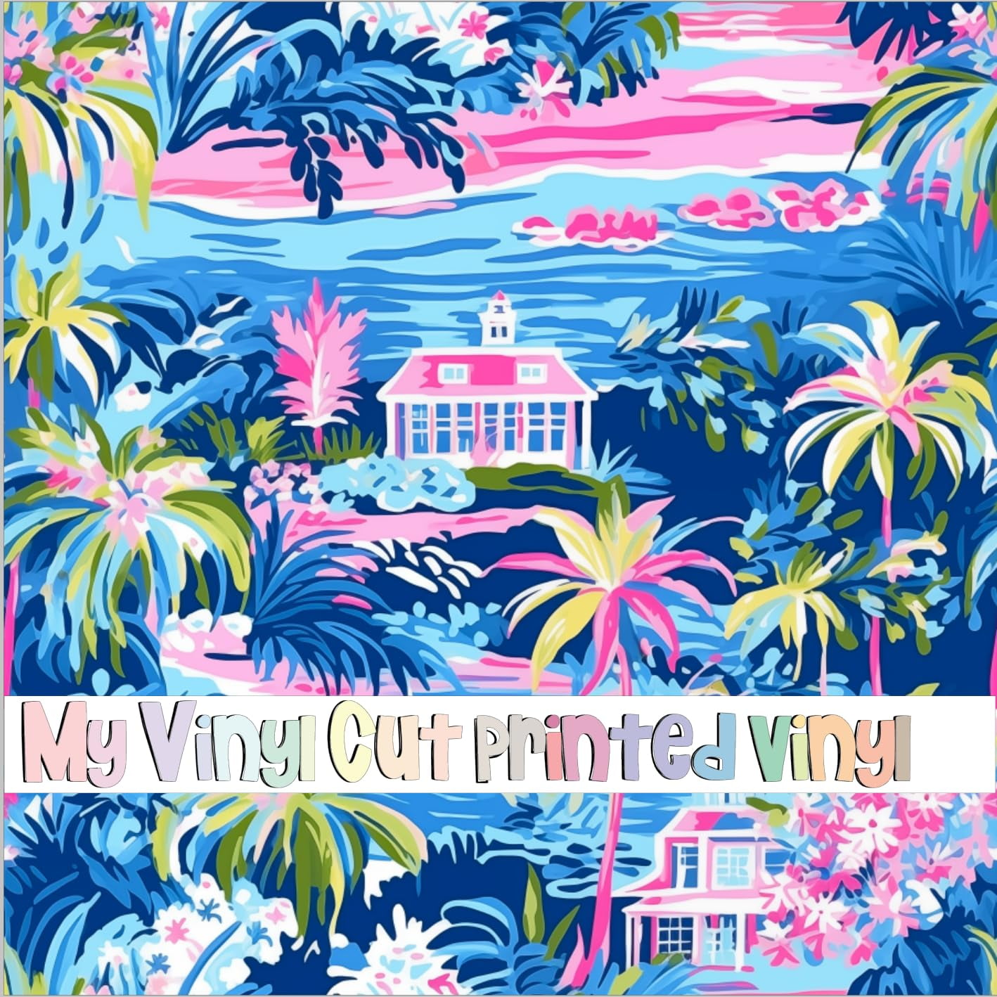 Printed Adhesive Vinyl Preppy Beach J Pattern Permanent Adhesive (XL ...