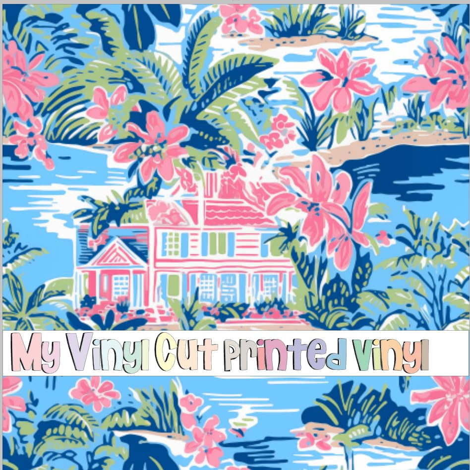 Printed Adhesive Vinyl Preppy Beach R Pattern Permanent Adhesive (XL ...