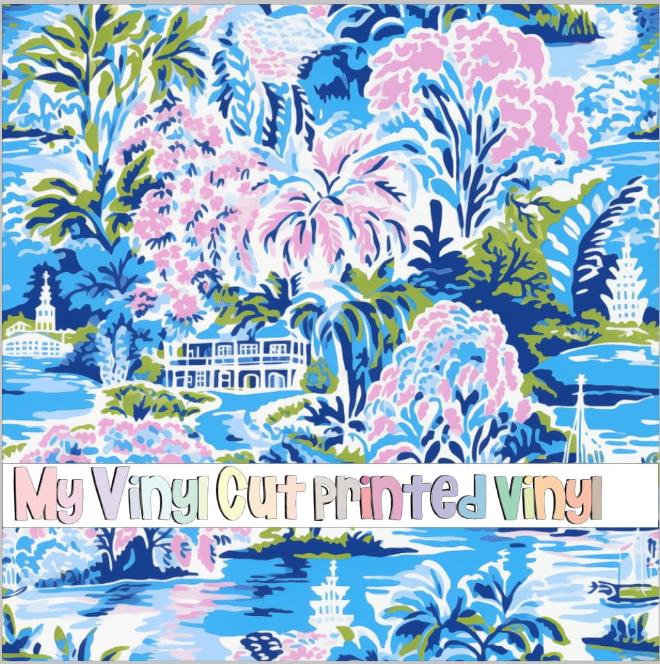 Printed Adhesive Vinyl Preppy Beach S Pattern Permanent Adhesive (XL ...