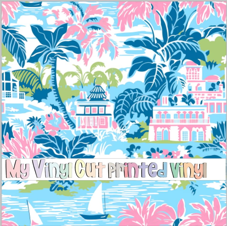 Printed Adhesive Vinyl Preppy Beach T Pattern Permanent Adhesive (Large ...