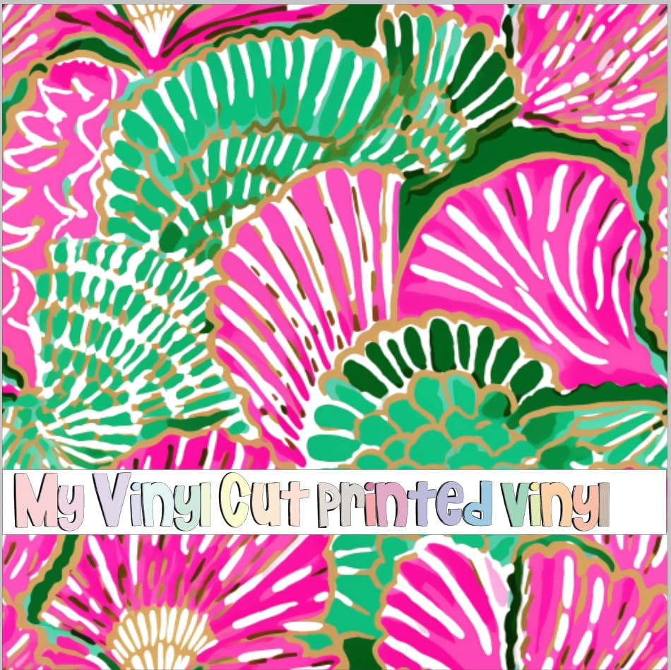 Printed Adhesive Vinyl Preppy Coral C Pattern Permanent Adhesive (Small ...