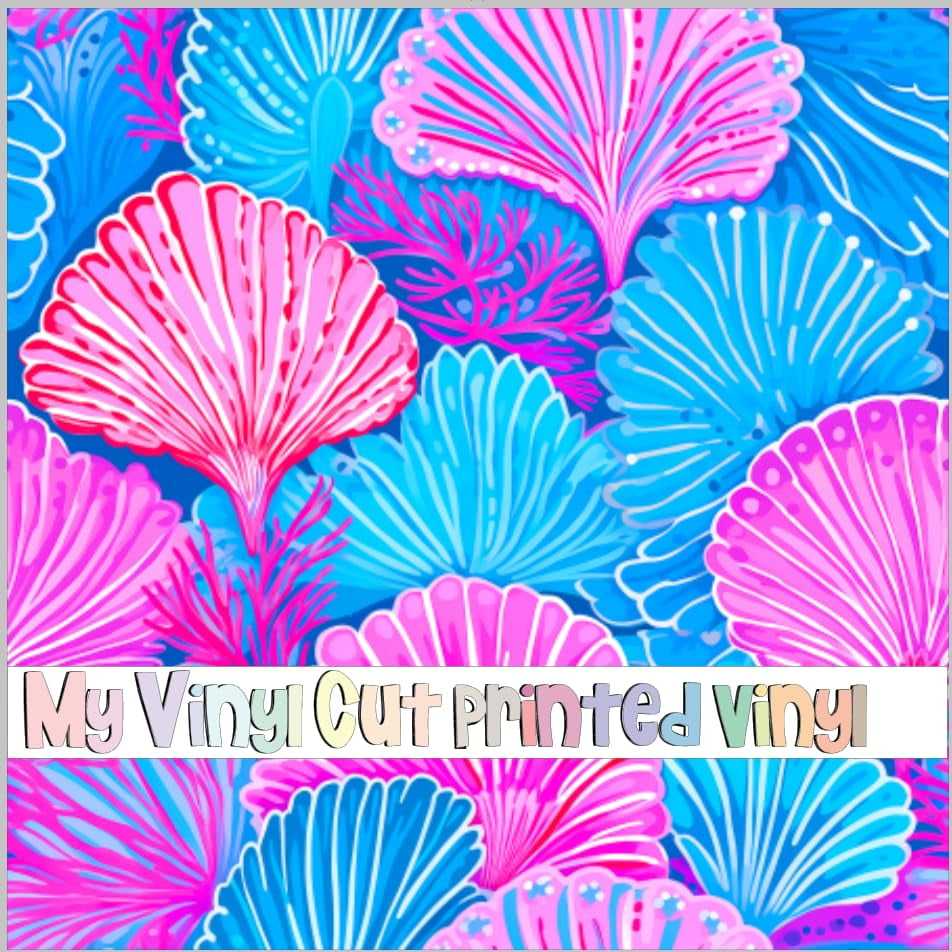 Printed Adhesive Vinyl Preppy Coral D Pattern Permanent Adhesive (Small ...