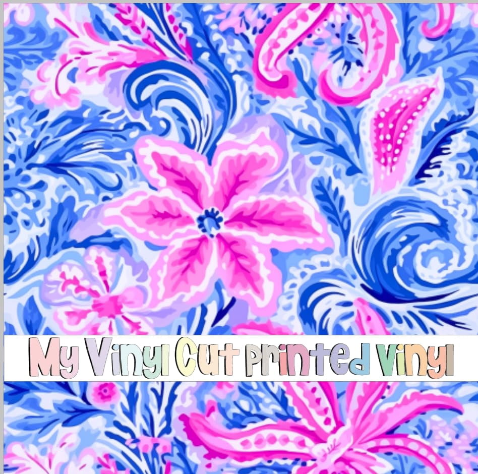 Printed Adhesive Vinyl Preppy Coral F Pattern Permanent Adhesive ...