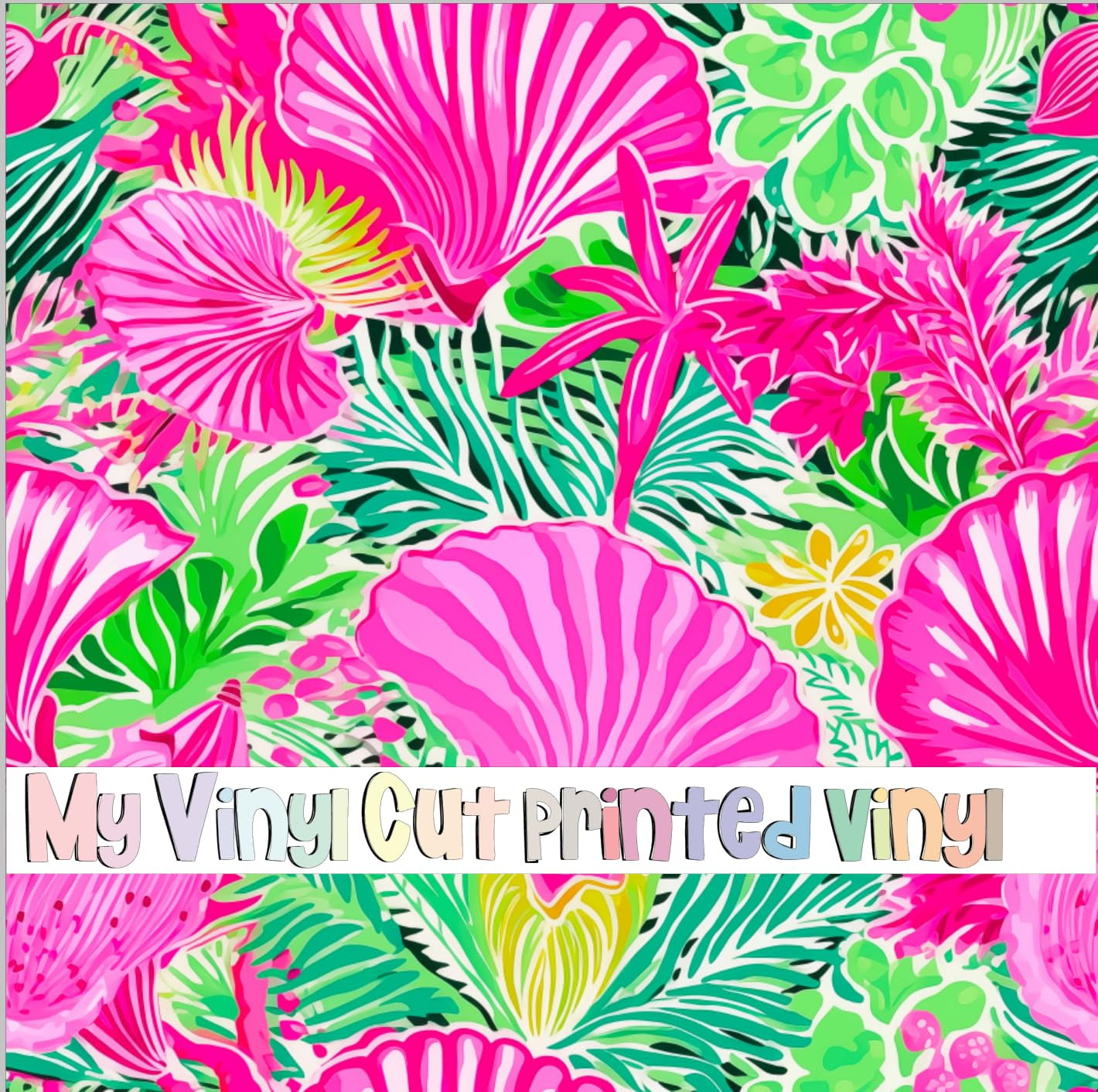 Printed Adhesive Vinyl Preppy Coral G Pattern Permanent Adhesive (XL ...