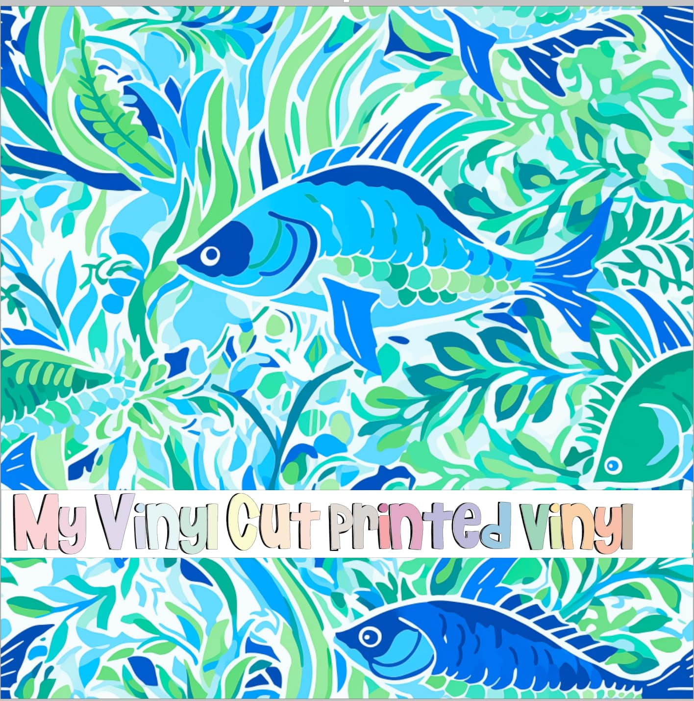 Printed Adhesive Vinyl Preppy Fish A Pattern Permanent Adhesive (Medium ...