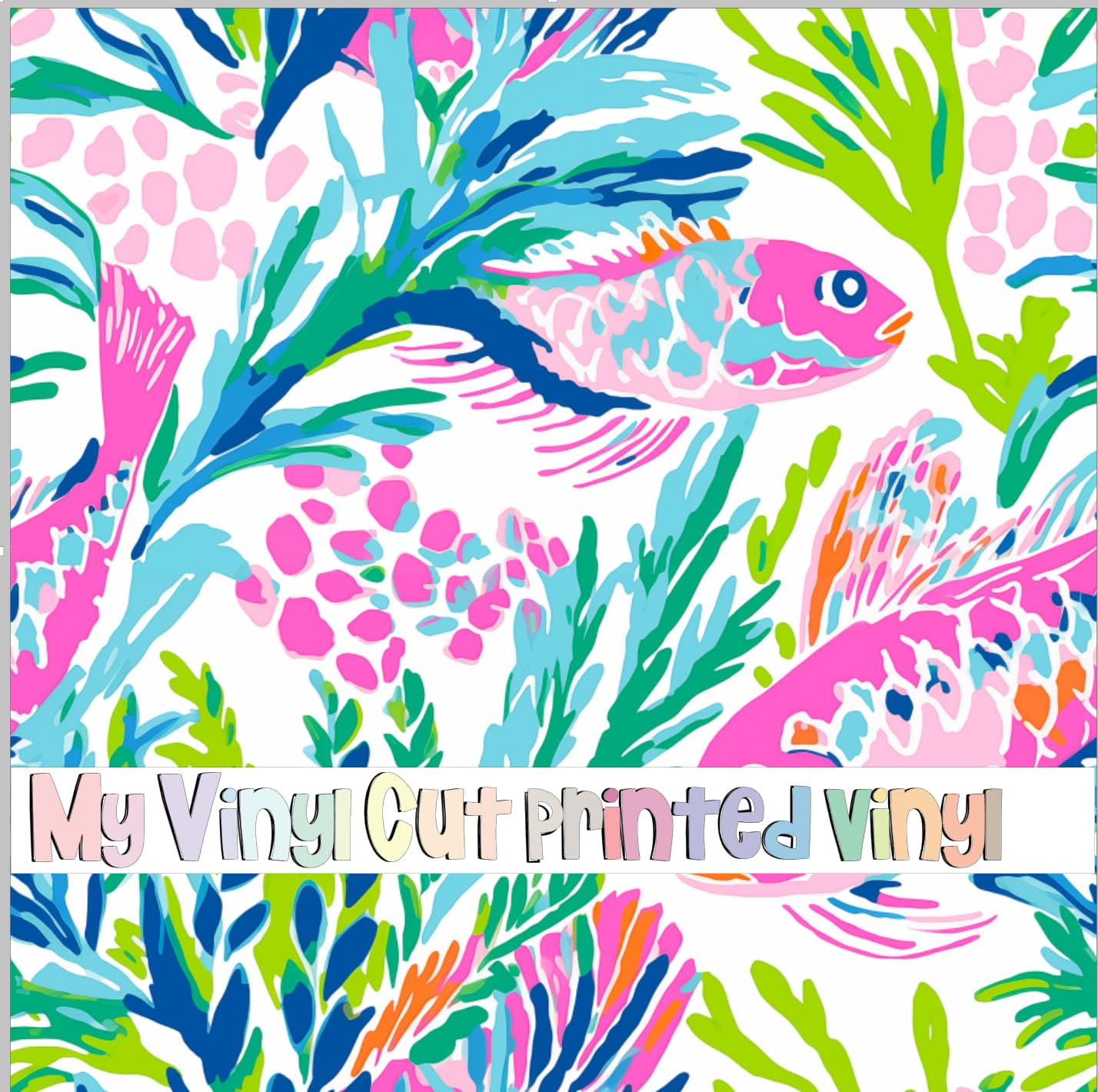 Printed Adhesive Vinyl Preppy Fish G Pattern Permanent Adhesive (Medium ...