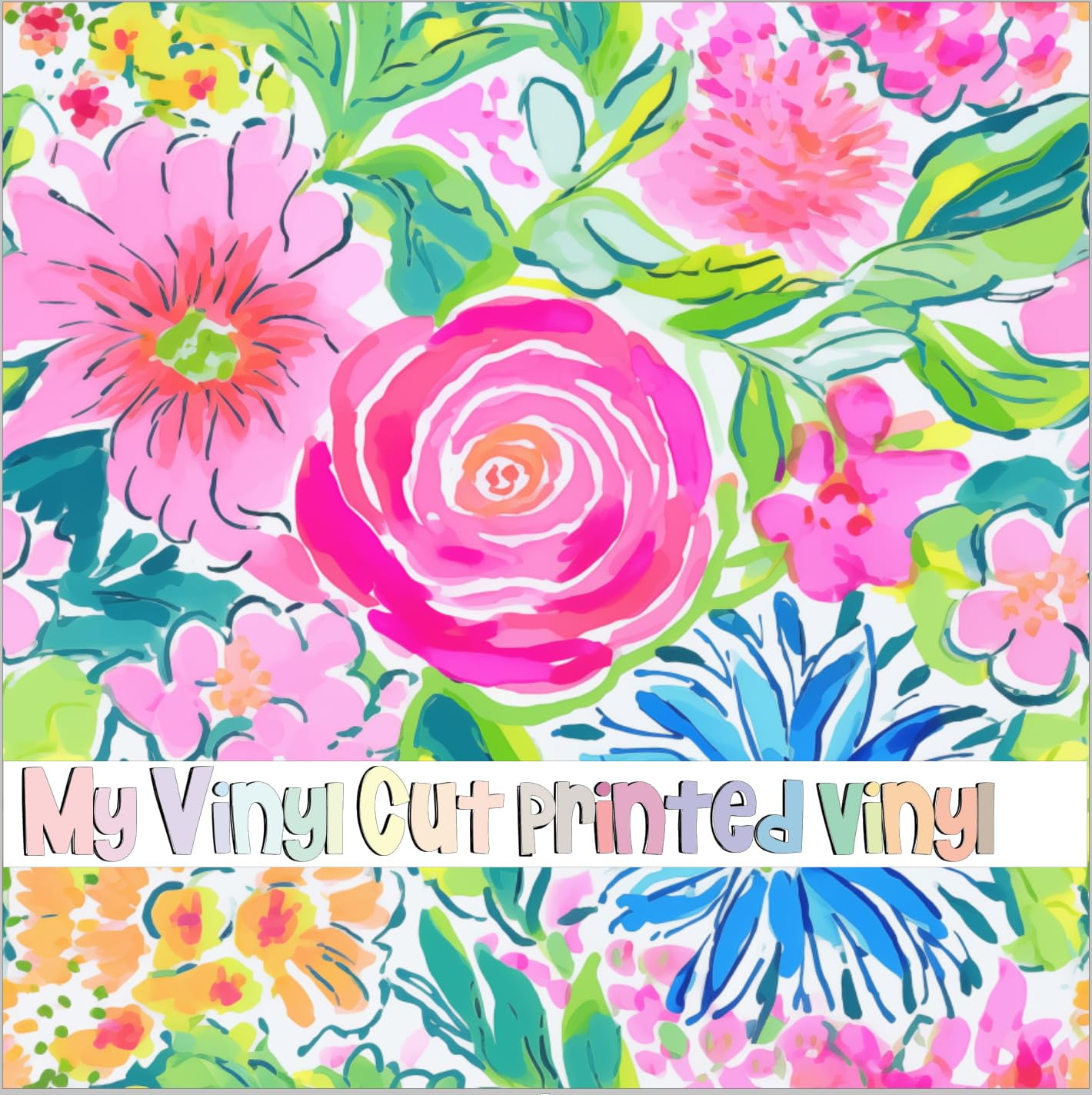 Printed Adhesive Vinyl Preppy Floral A Pattern Permanent Adhesive ...