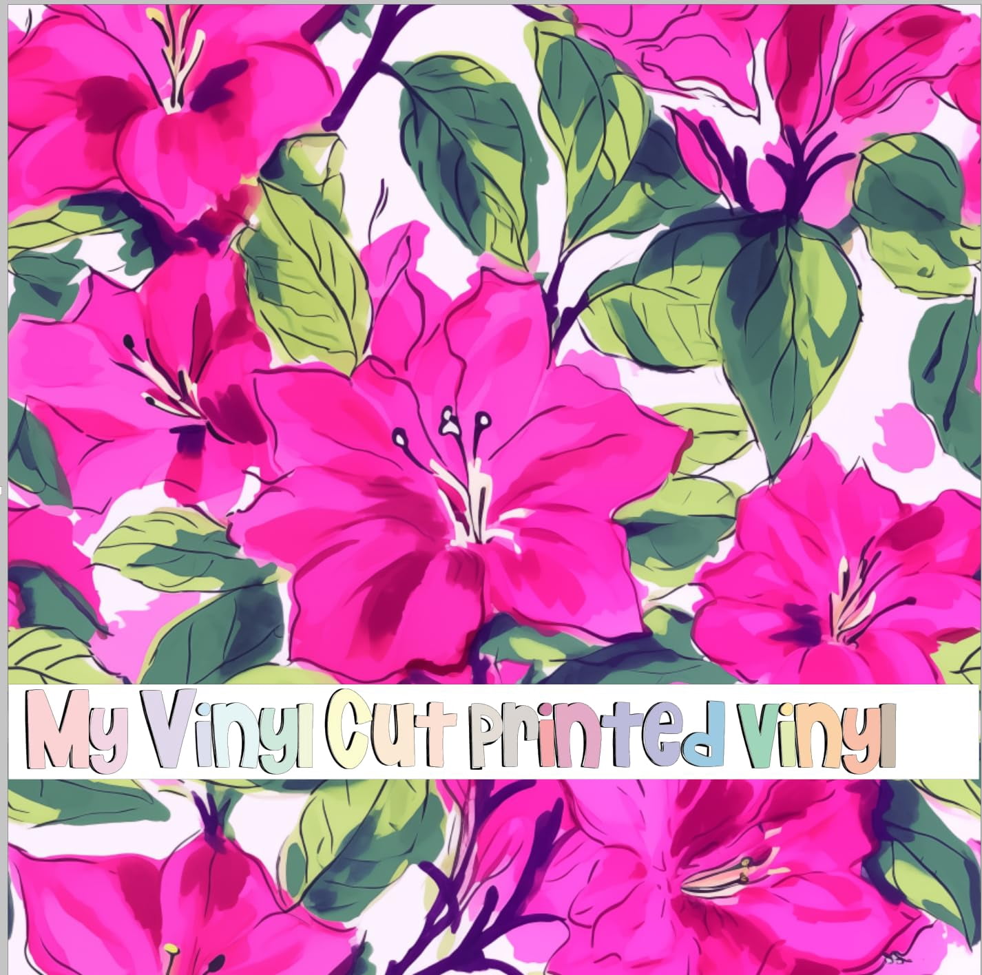 Printed Adhesive Vinyl Preppy Floral C Pattern Permanent Adhesive ...