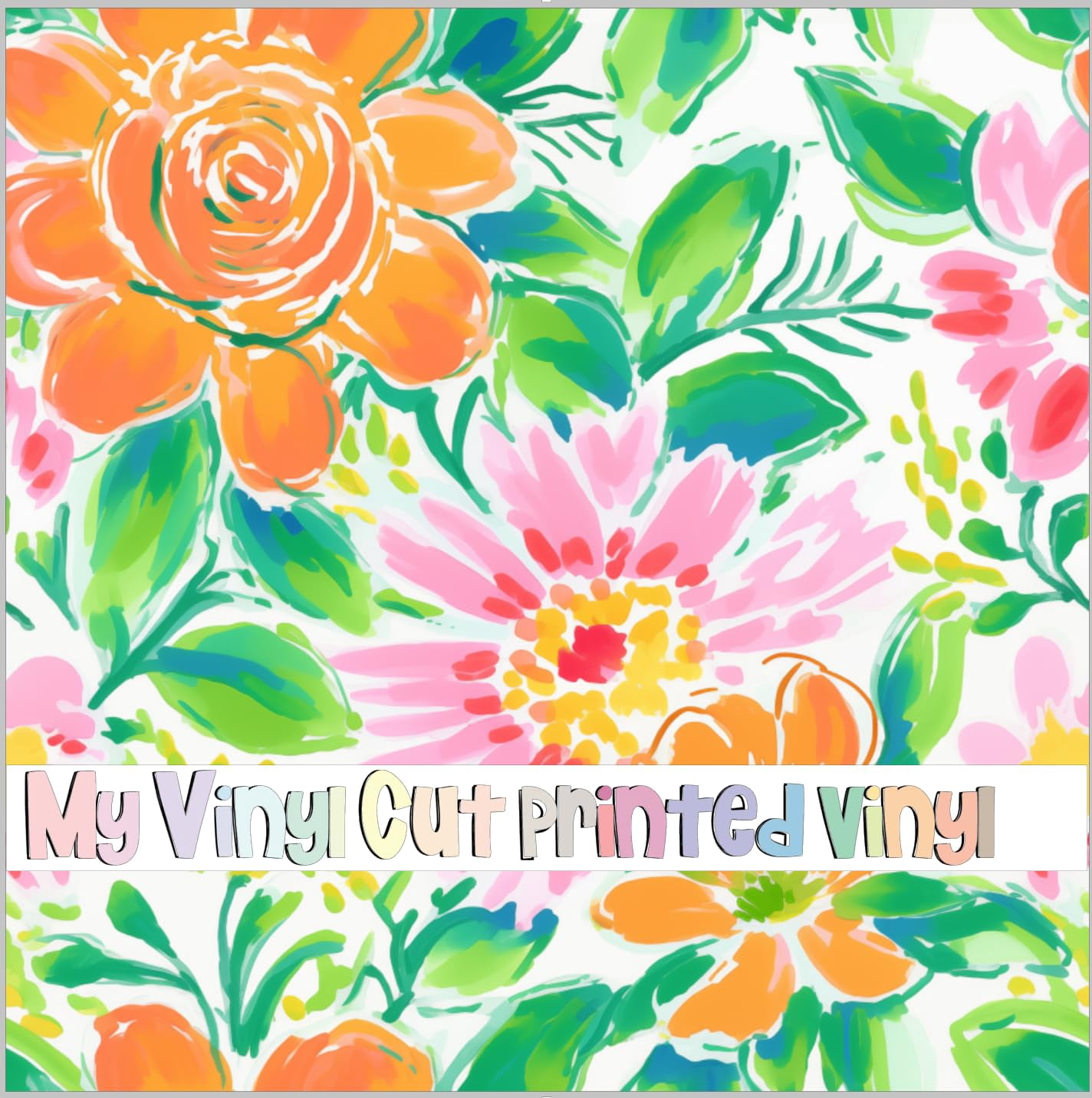 Printed Adhesive Vinyl Preppy Floral E Pattern Permanent Adhesive ...