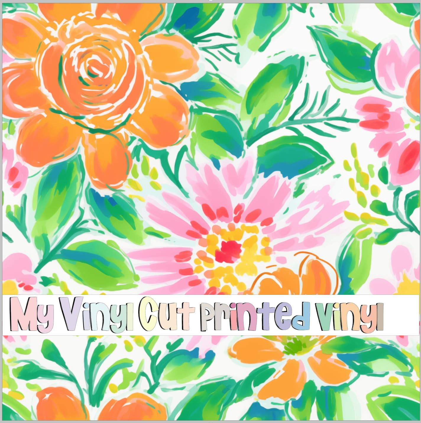 Printed Adhesive Vinyl Preppy Floral E Pattern Permanent Adhesive ...