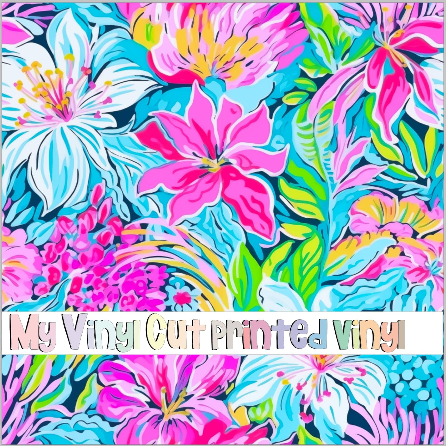 Printed Adhesive Vinyl Preppy Florals A Pattern Permanent Adhesive ...