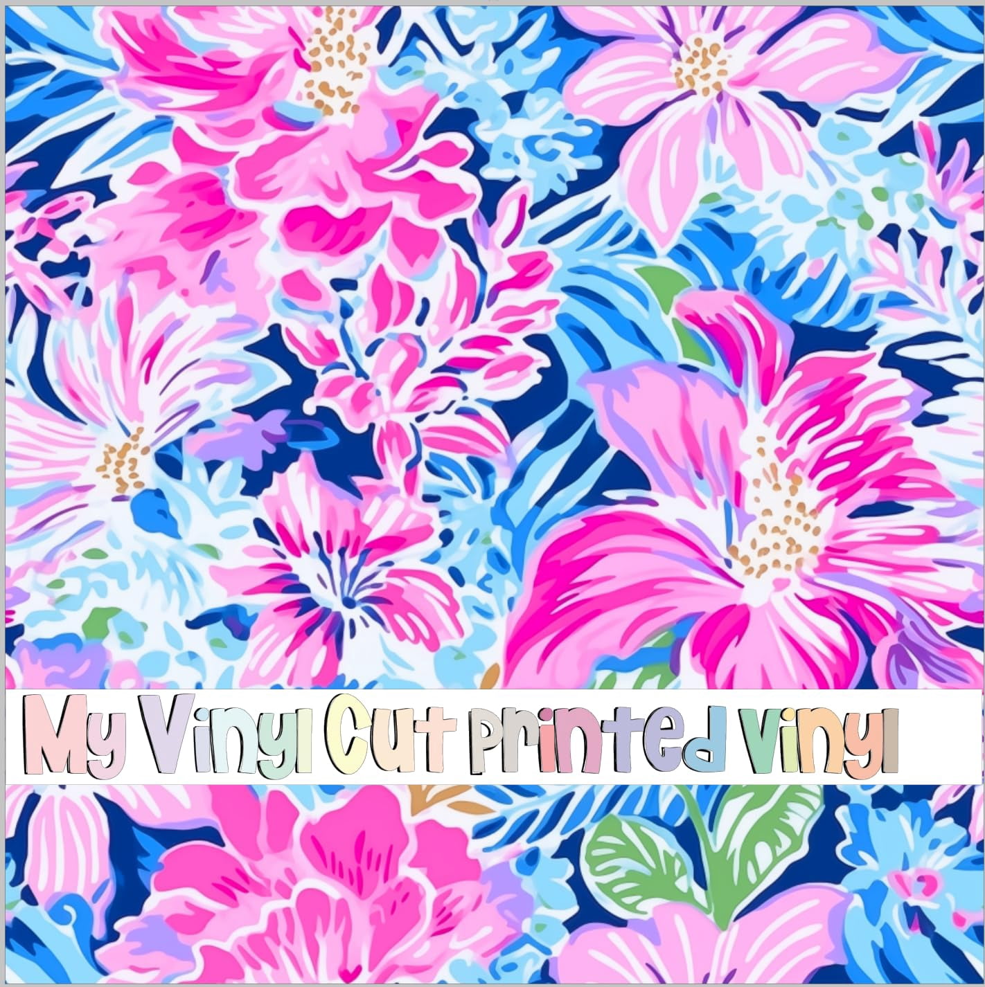 Printed Adhesive Vinyl Preppy Florals B Pattern Permanent Adhesive ...