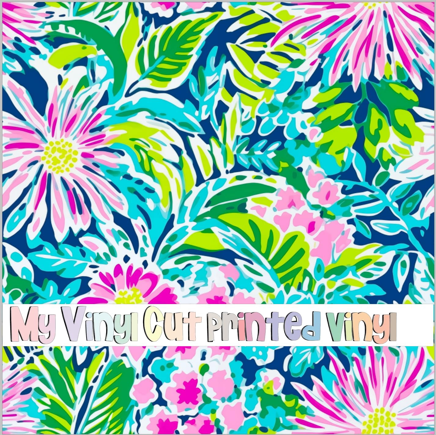 Printed Adhesive Vinyl Preppy Florals C Pattern Permanent Adhesive ...